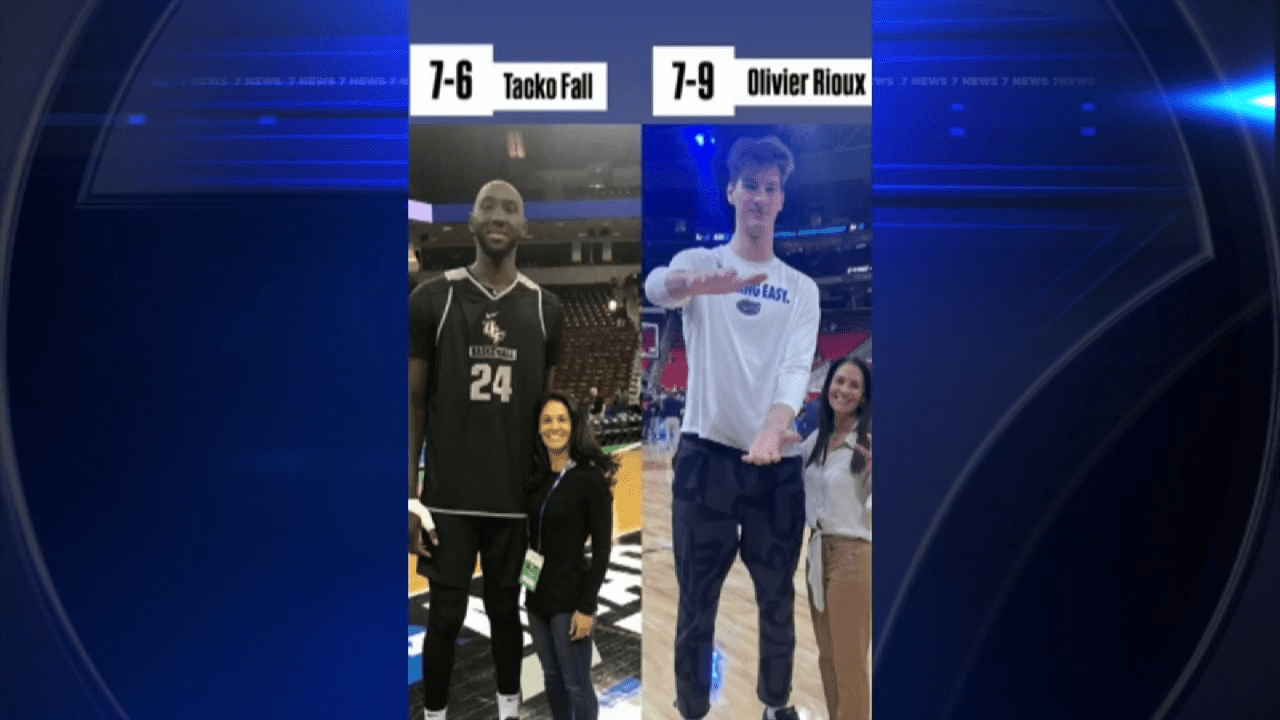 Florida Gators’ 7-foot-9 Oliver Rioux towers over CBS’ Tracy Wolfson in ...
