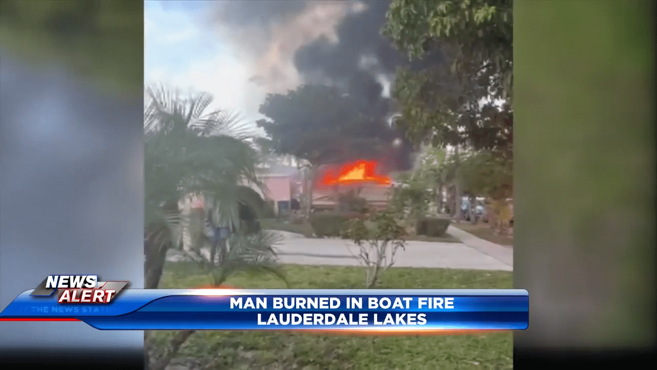 Crews extinguish boat fire in Lauderdale Lakes driveway; man airlifted ...